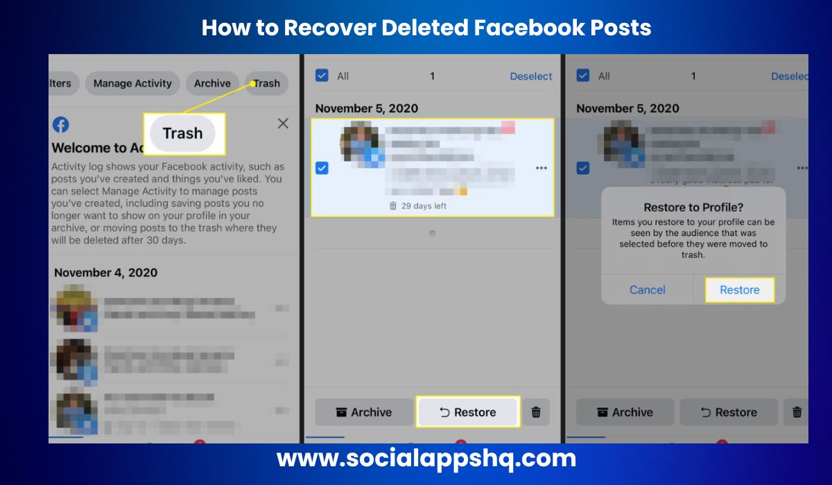 How to Recover Deleted Facebook Posts - SocialAppsHQ
