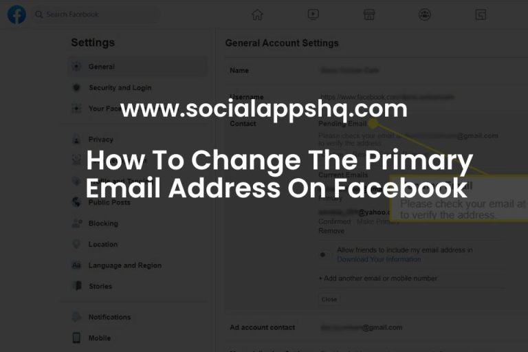 How To Change The Primary Email Address On Facebook - SocialAppsHQ