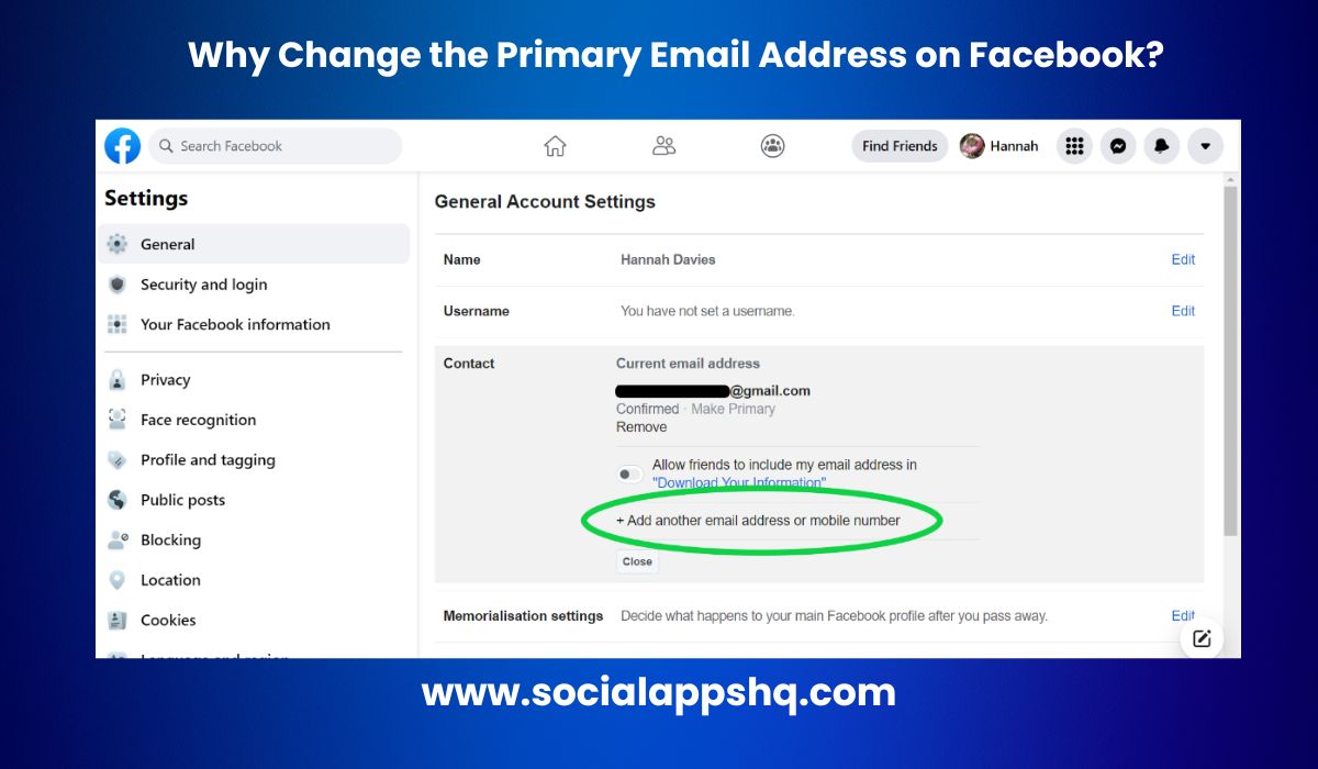 How To Change The Primary Email Address On Facebook - SocialAppsHQ